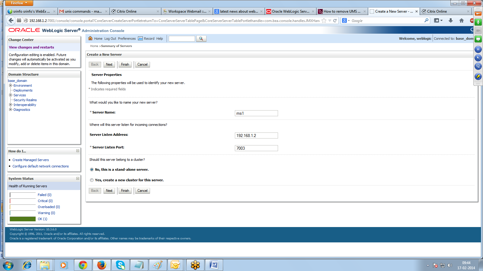 DehinWeblogic: Configuring Managed Servers in Weblogic Administration Console