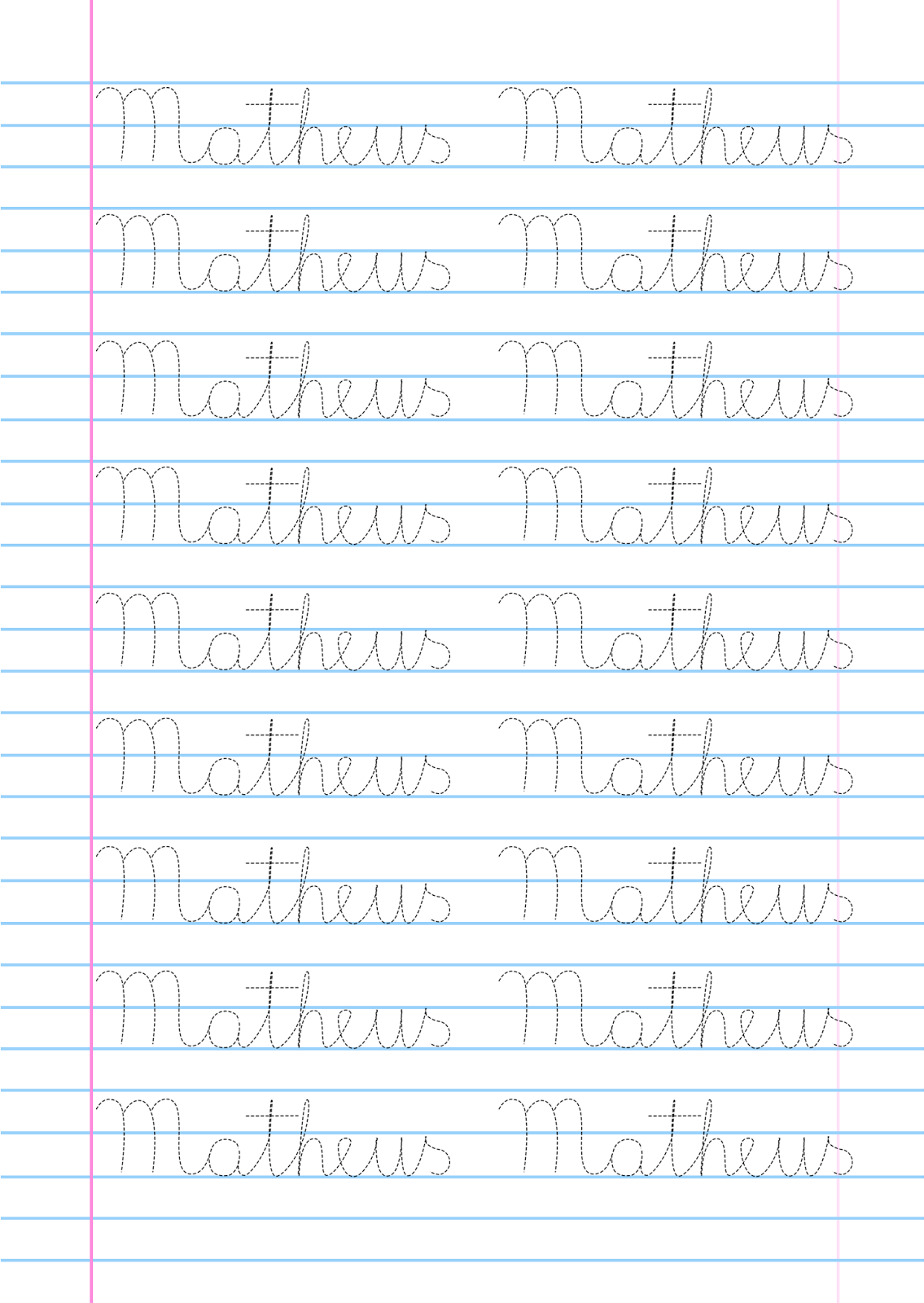 Atividade nome pontilhado para cobrir Matheus