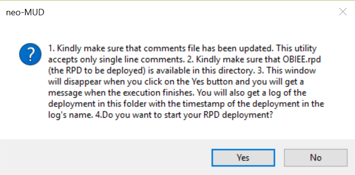 Vishal's blog: The neo-MUD tunnel for OBIEE 11g automated RPD deployment