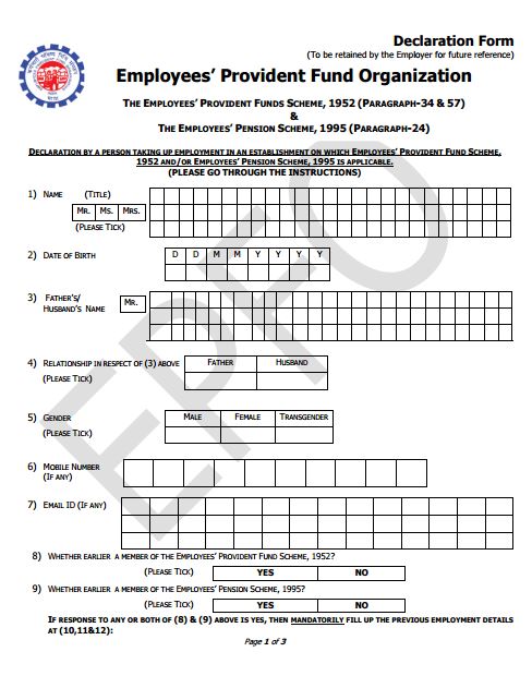 EPFO - Transfer of PF Money Gets Easier - New Form 11