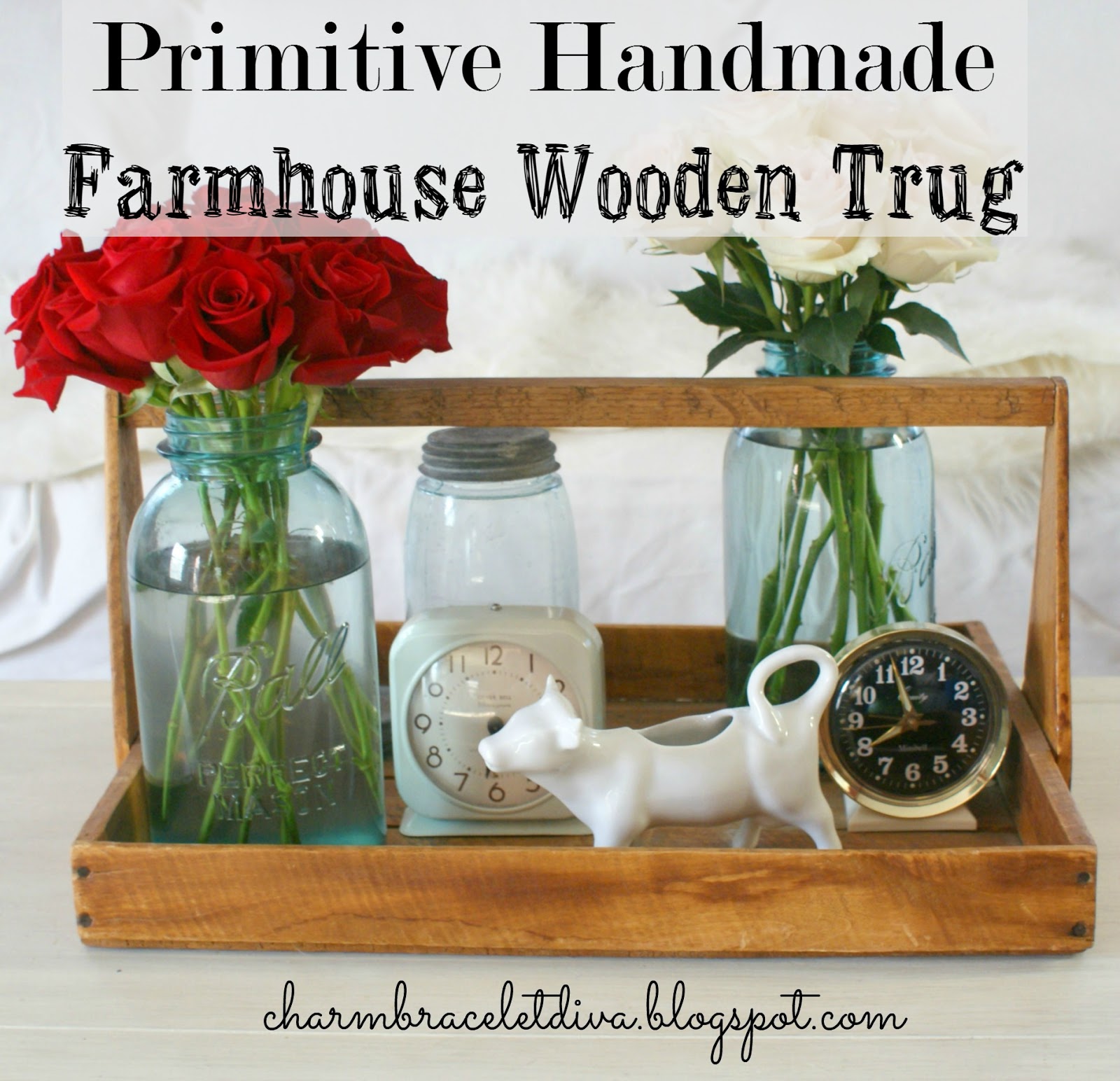 Our Hopeful Home: Primitive Handmade Farmhouse Wooden Trug Plus ROSES!