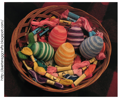 Eggs Decorated with Embroidery Floss | Easter Egg Crafts