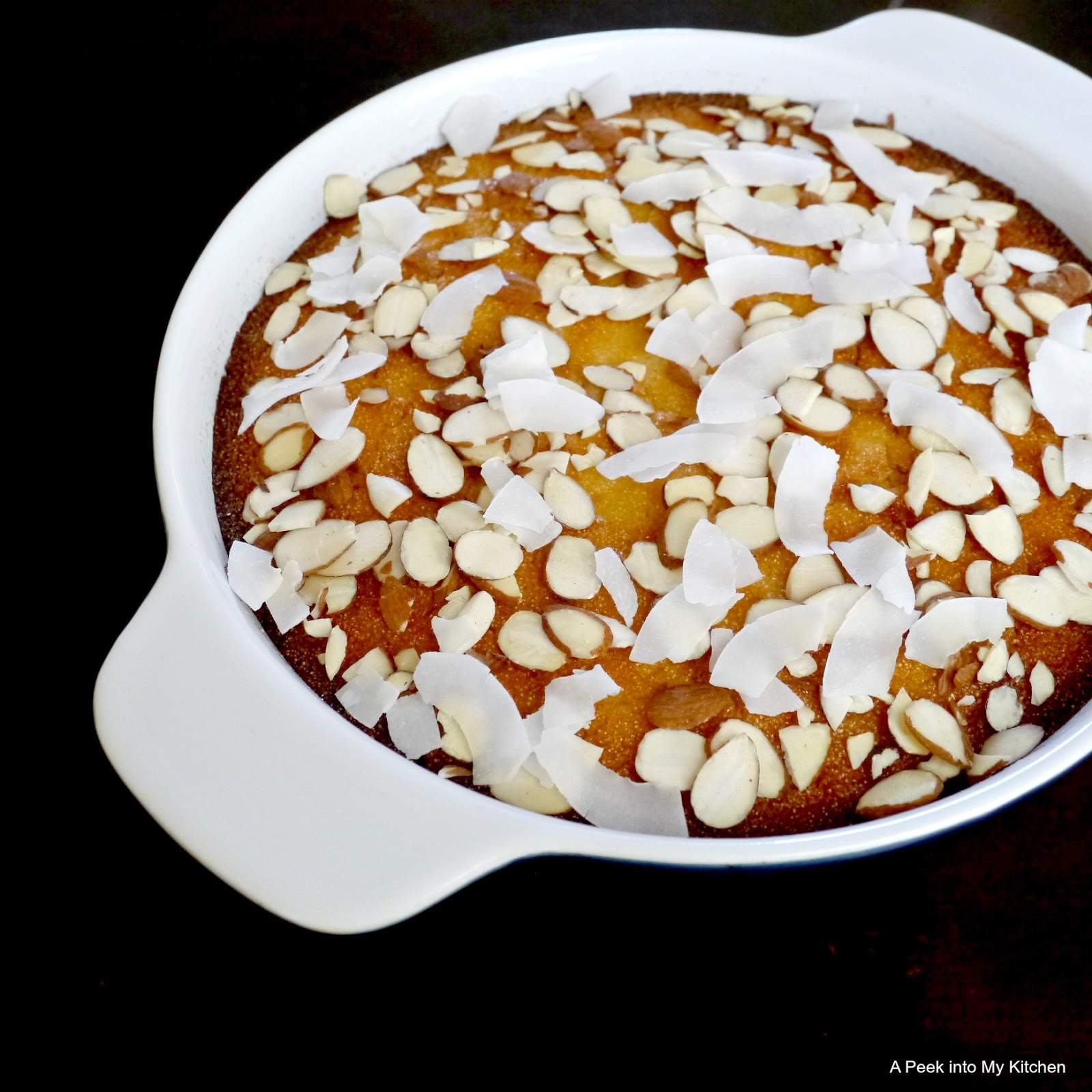 A Peek into My Kitchen: Basbousa - Semolina Cake ~ Day 136