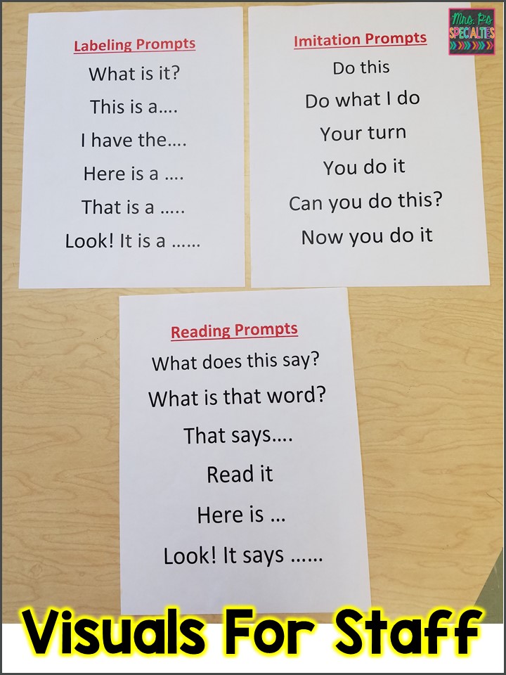 Cue Staff With Visuals....Adults need Visuals, too! · Mrs. P's Specialties
