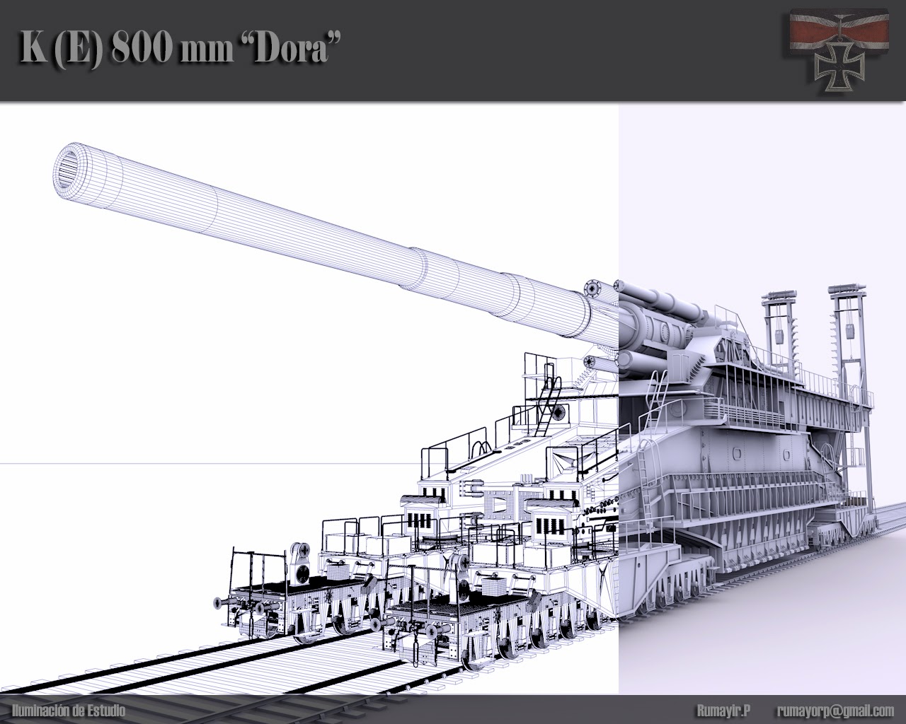 German Railgun K(E) "Dora" | 3D Infografías