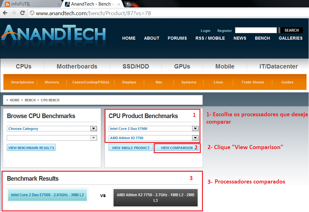 infoFUTIL: Comparar Processador - Anandtech