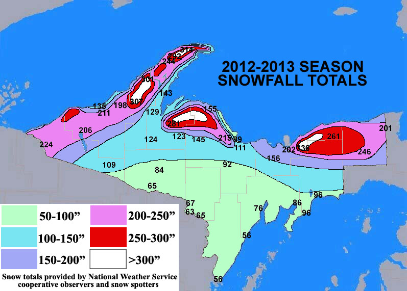 The Agatelady: Adventures and Events: Upper Peninsula Snowfall Totals
