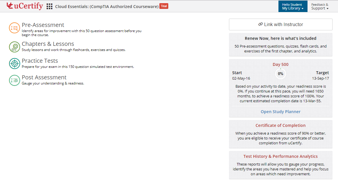 uCertify Cloud Essential CL0-001 course