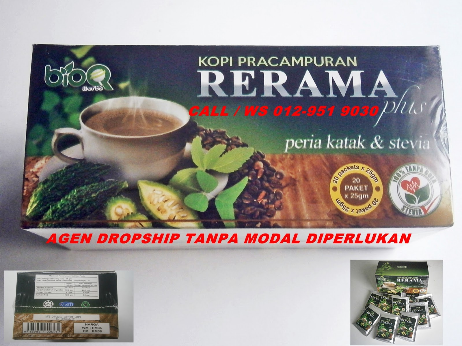 KOPI PRACAMPURAN RERAMA PLUS peria katak & stevia