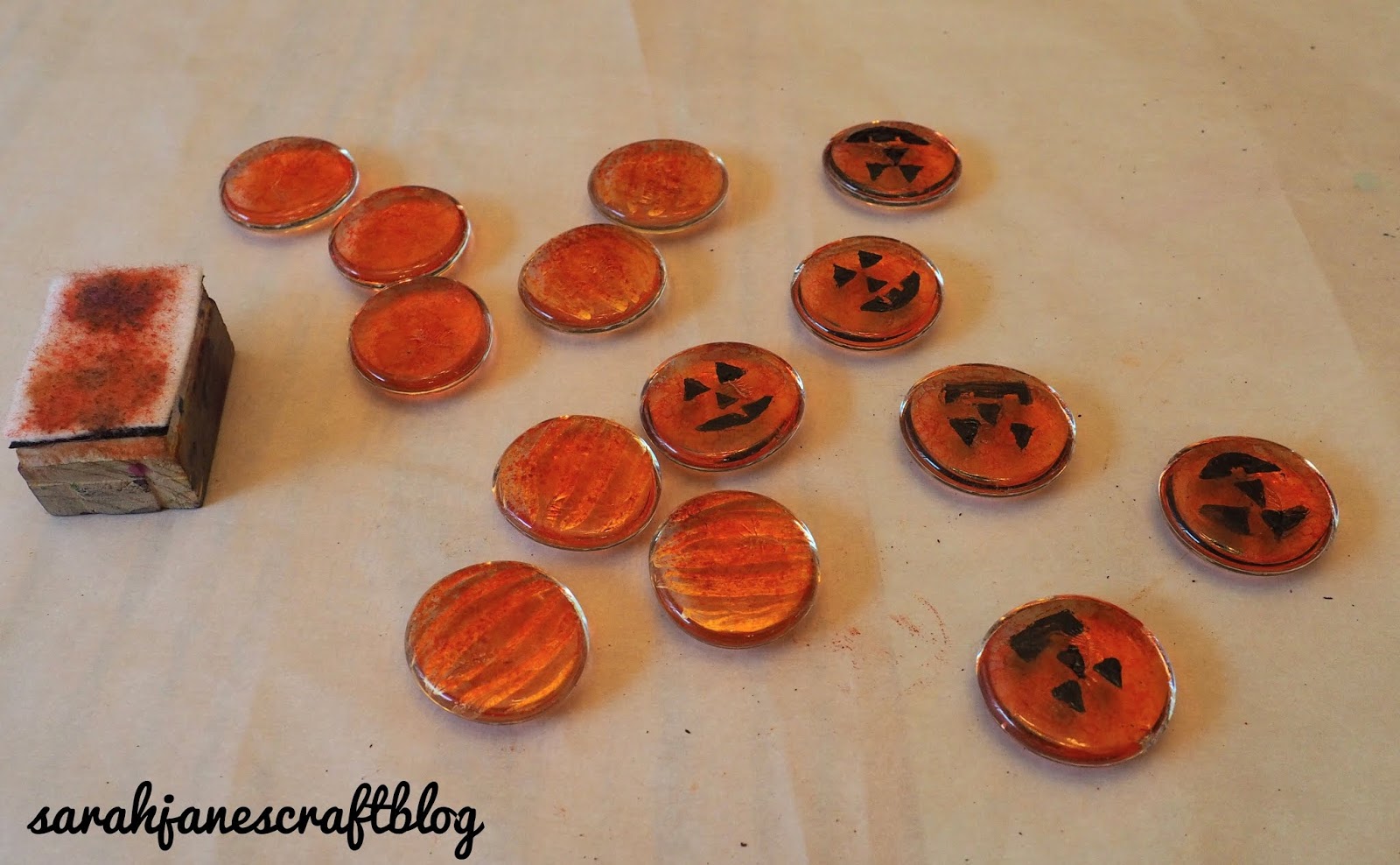 Alcohol Ink Pumpkin Gems