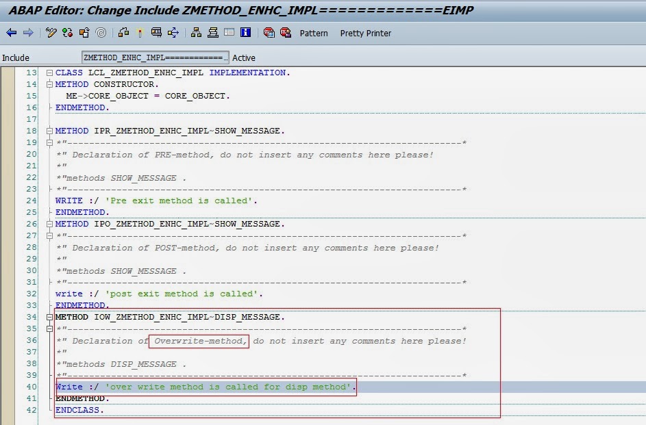 Gyan Factory - SAP Technical Project support: SE24 Method Pre-Exit, Post-Exit and OverWrite-Exit