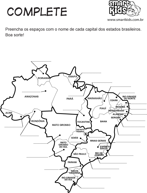 Educando com amor: Mapa do Brasil - complete as capitais