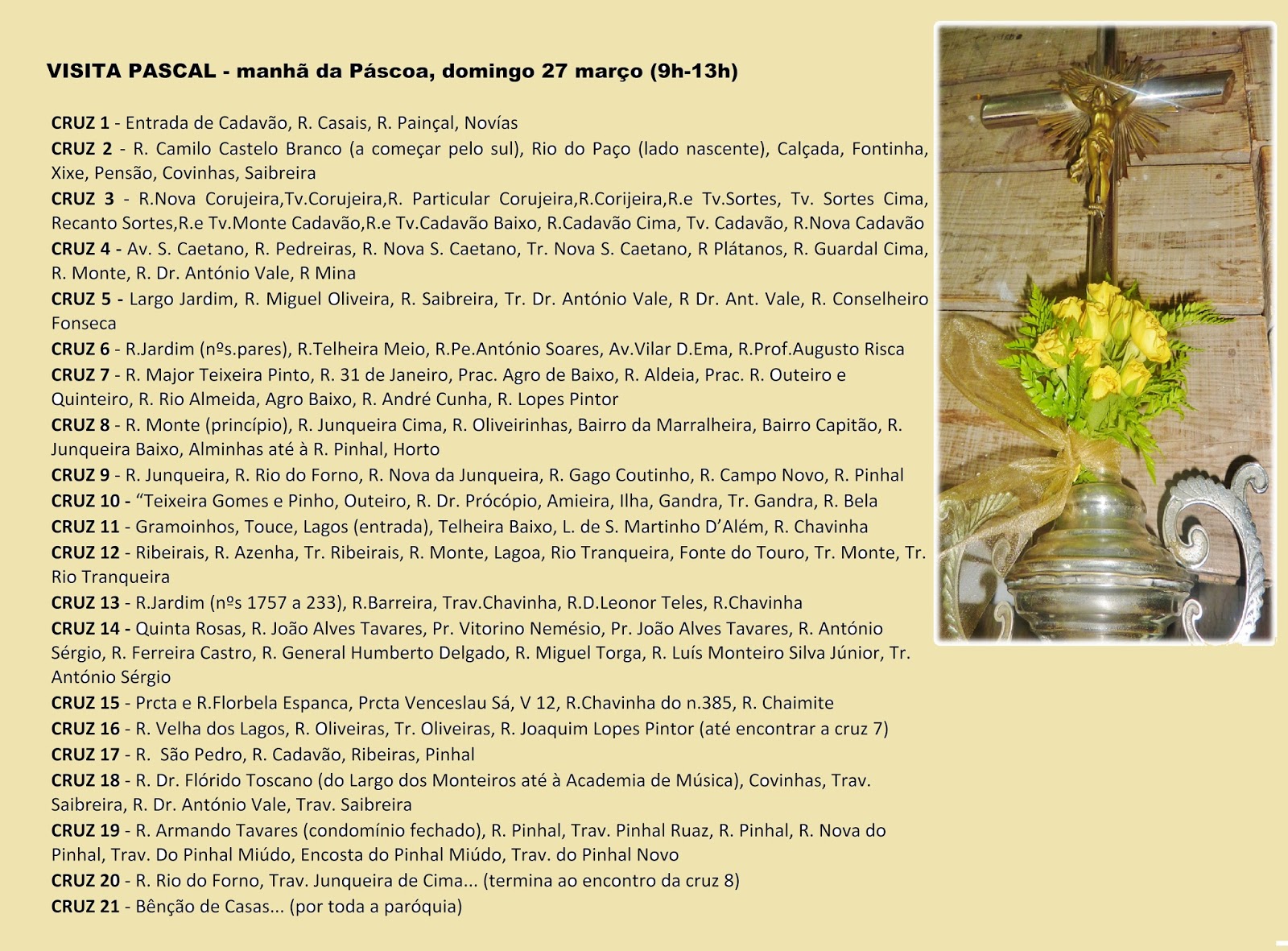 Sementes de Esperança: VISITA PASCAL - manhã da Páscoa, 27 de março