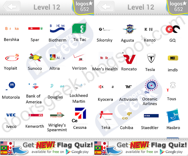 Logo Quiz Level 12 Answers by bubble quiz games