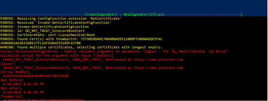 Error Sitecore Root Certificate Cannot Validate Argument On Parameter Signer