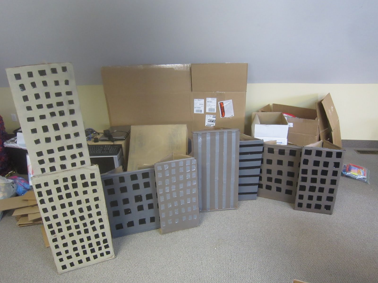 Chuck Does Art: DIY Super Fast Super Easy Cardboard City Skyline Parade ...