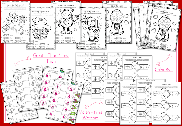 Happy Little Learners: Valentine's Day Literacy and Math Activity Pack