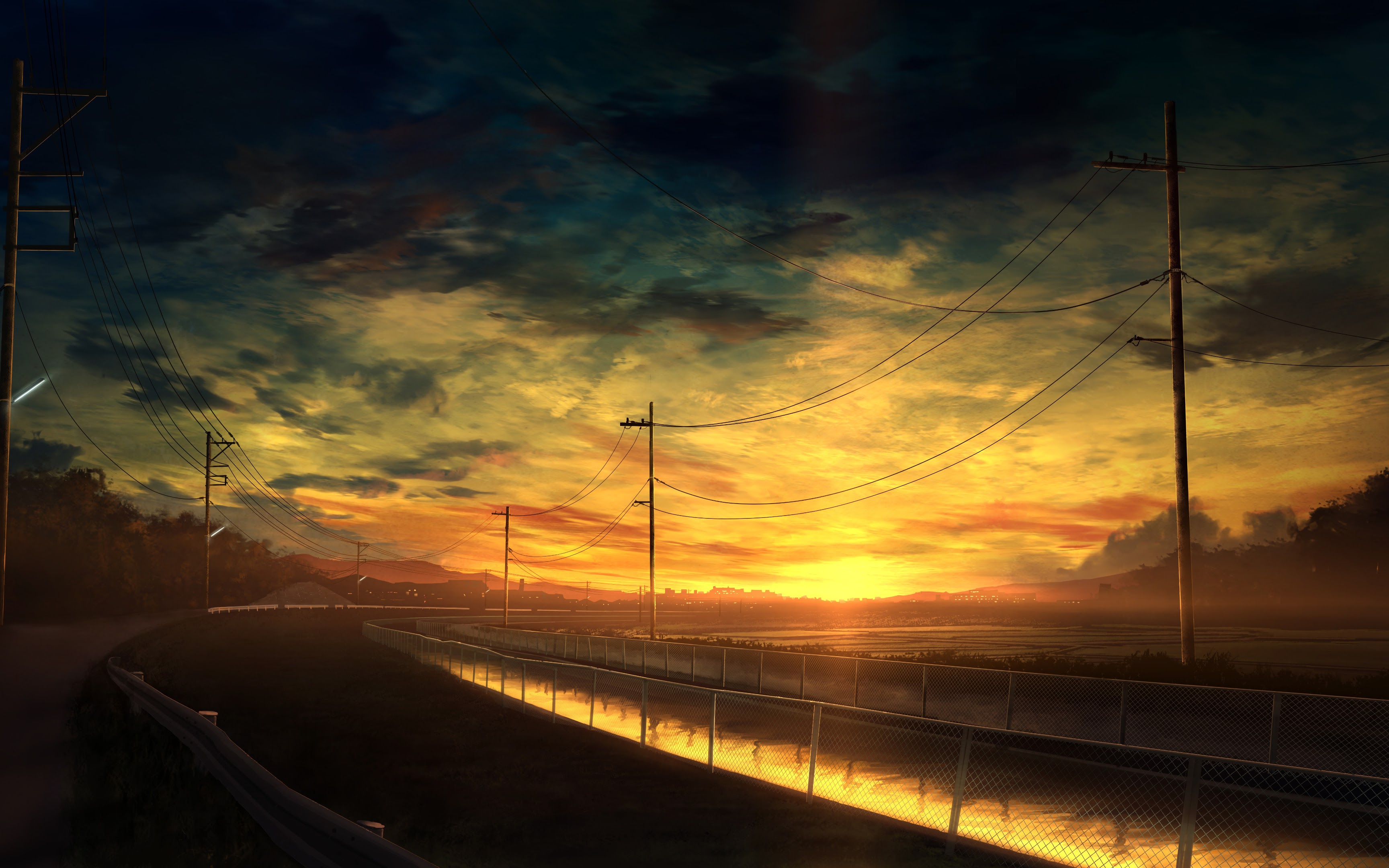 Anime, Scenery, Sunset, Landscape, 4K, 3840x2160, #44 Wallpaper PC Desktop