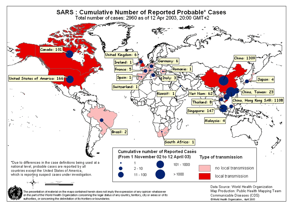 SARS: Map of Sars Outbreak