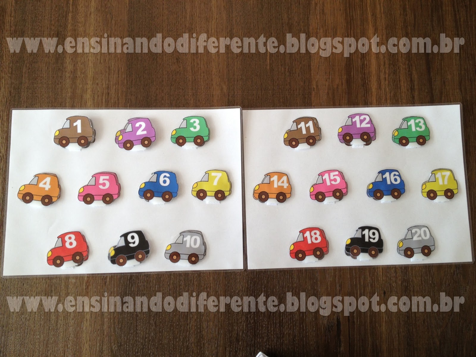 Ensinando diferente: Pareamento números de 1 a 20 - CARROS