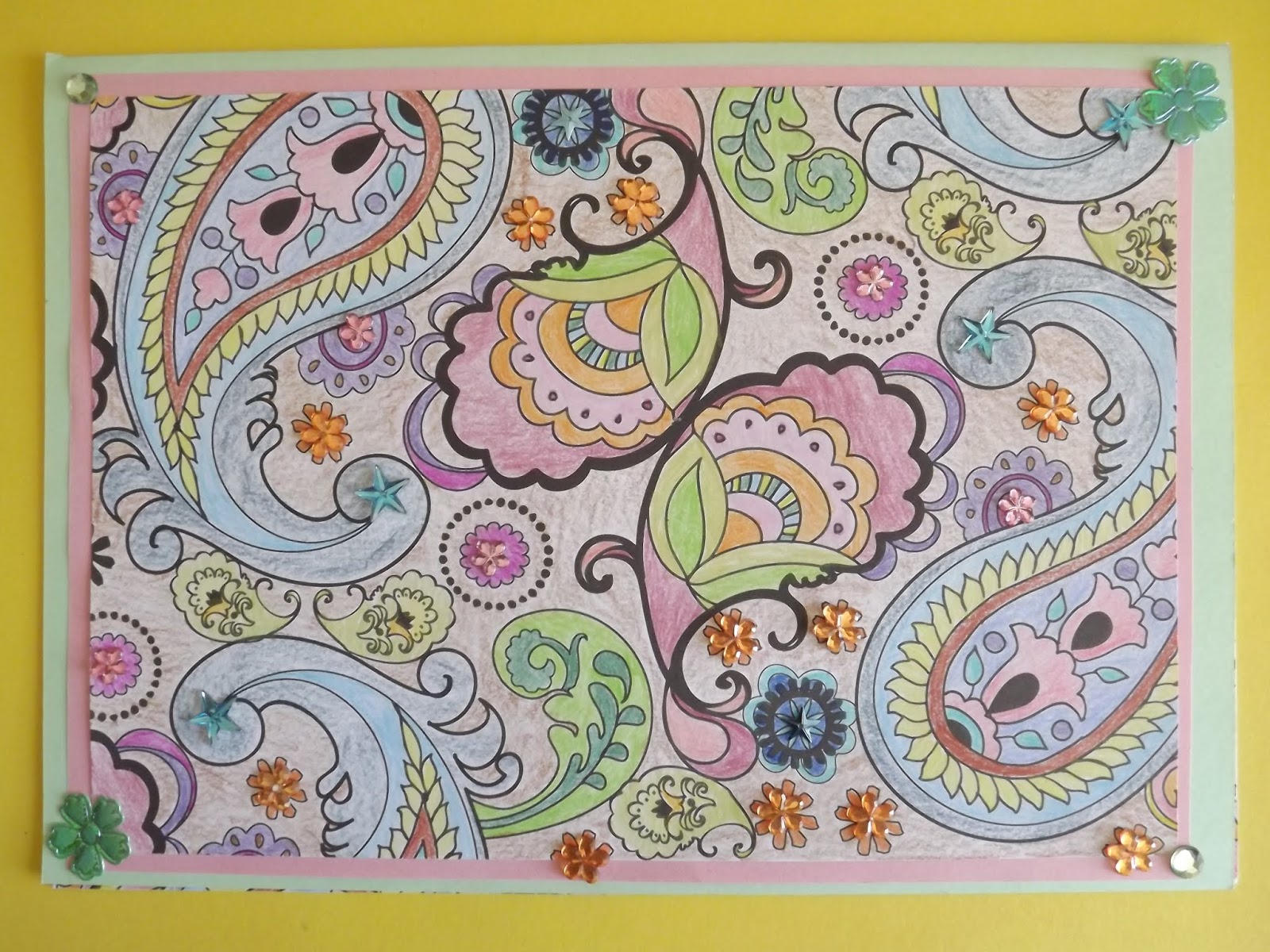 A Pretty Talent Blog: Cardmaking: Using your Adult Colouring Pages A4