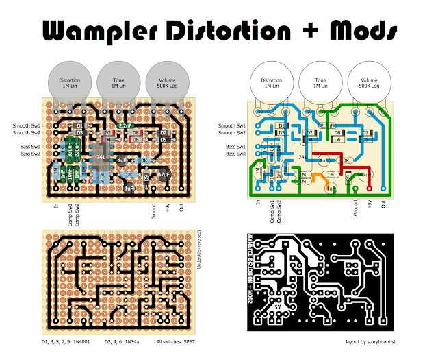 Perf and PCB Effects Layouts: Wampler Distortion Plus Mods