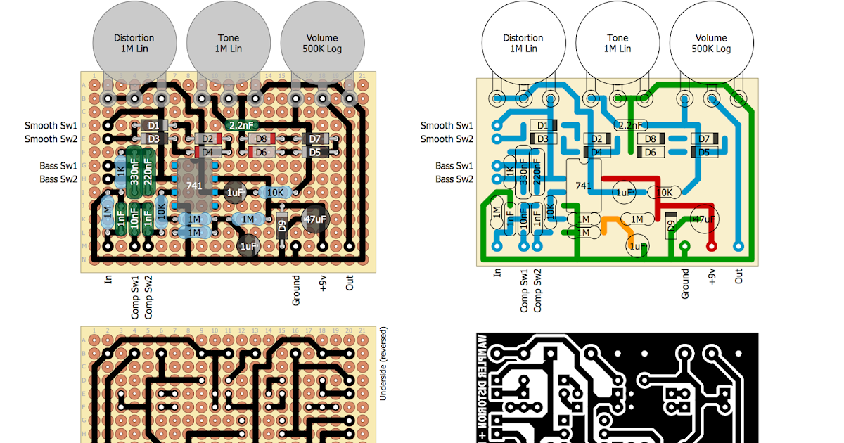 Perf and PCB Effects Layouts: Wampler Distortion Plus Mods