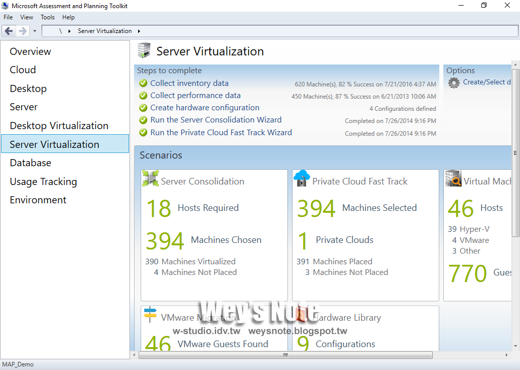 Wey's note: 安裝及使用MAP (Microsoft Assessment and Planning Toolkit)