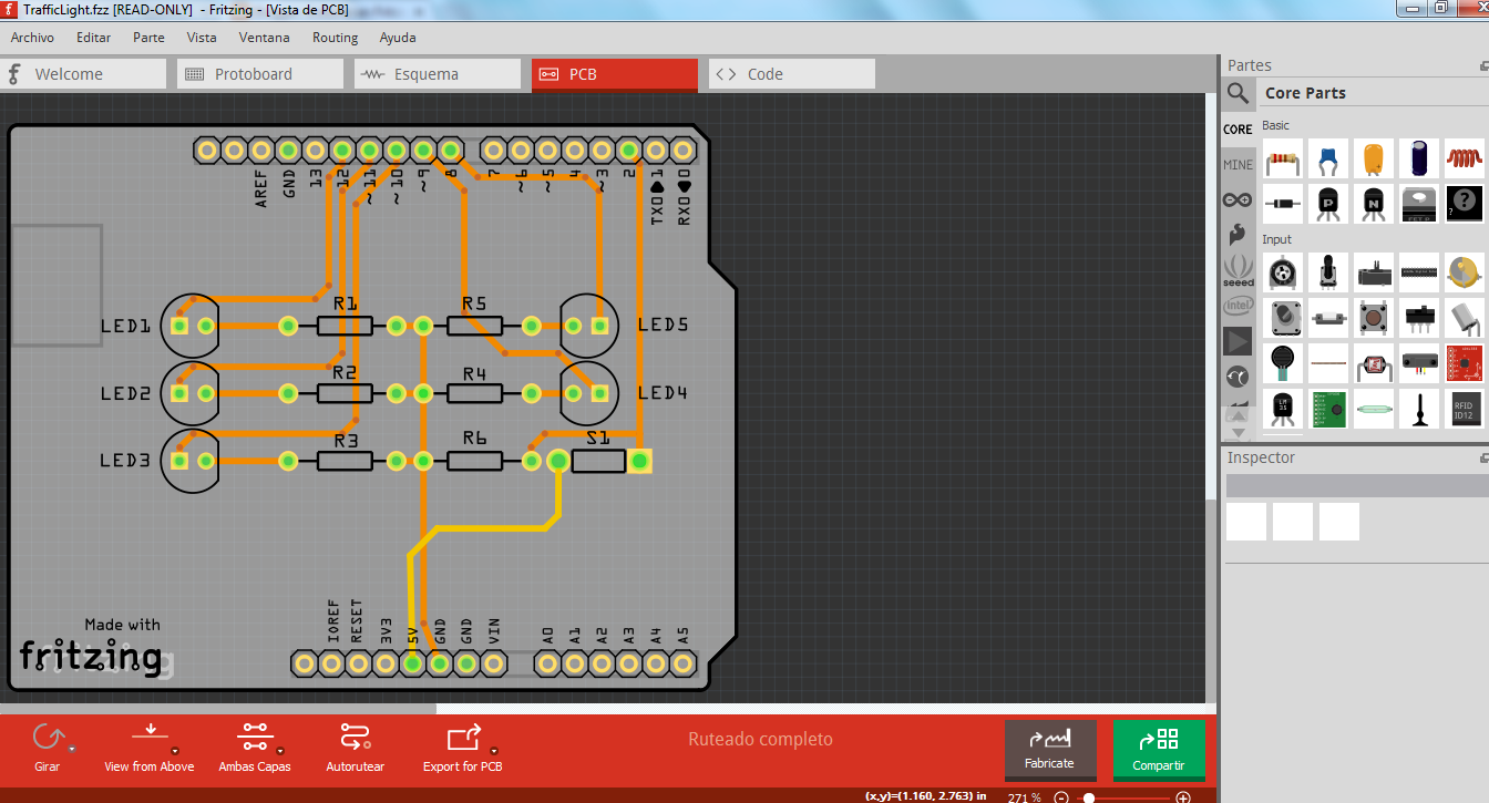 Arduino en Fritzing: PROGRAMA FRITZING