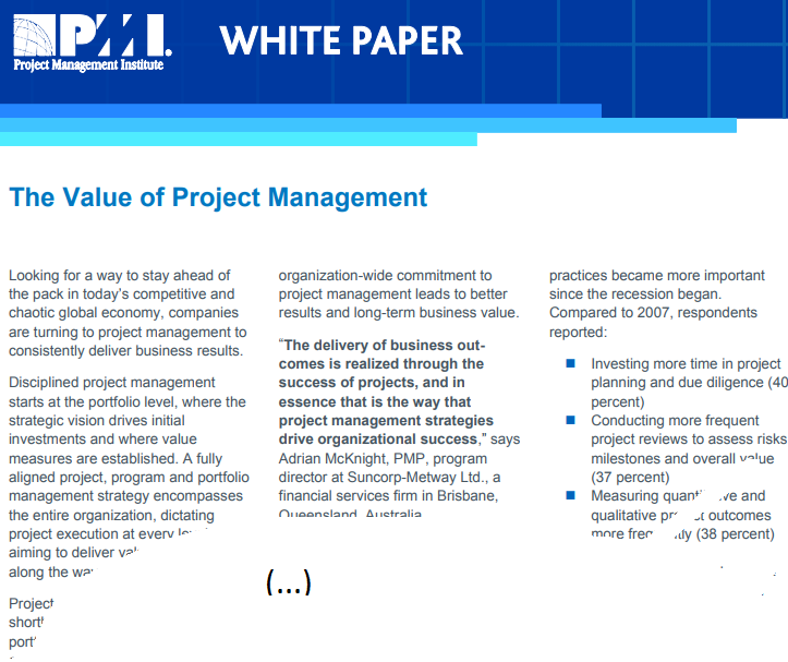 3ap: WHITE PAPER | «The Value of Project Management»