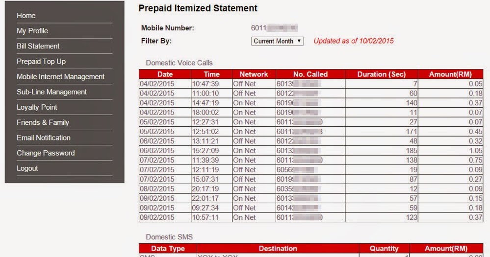 ONEXOX PREPAID: PREPAID STATEMENT