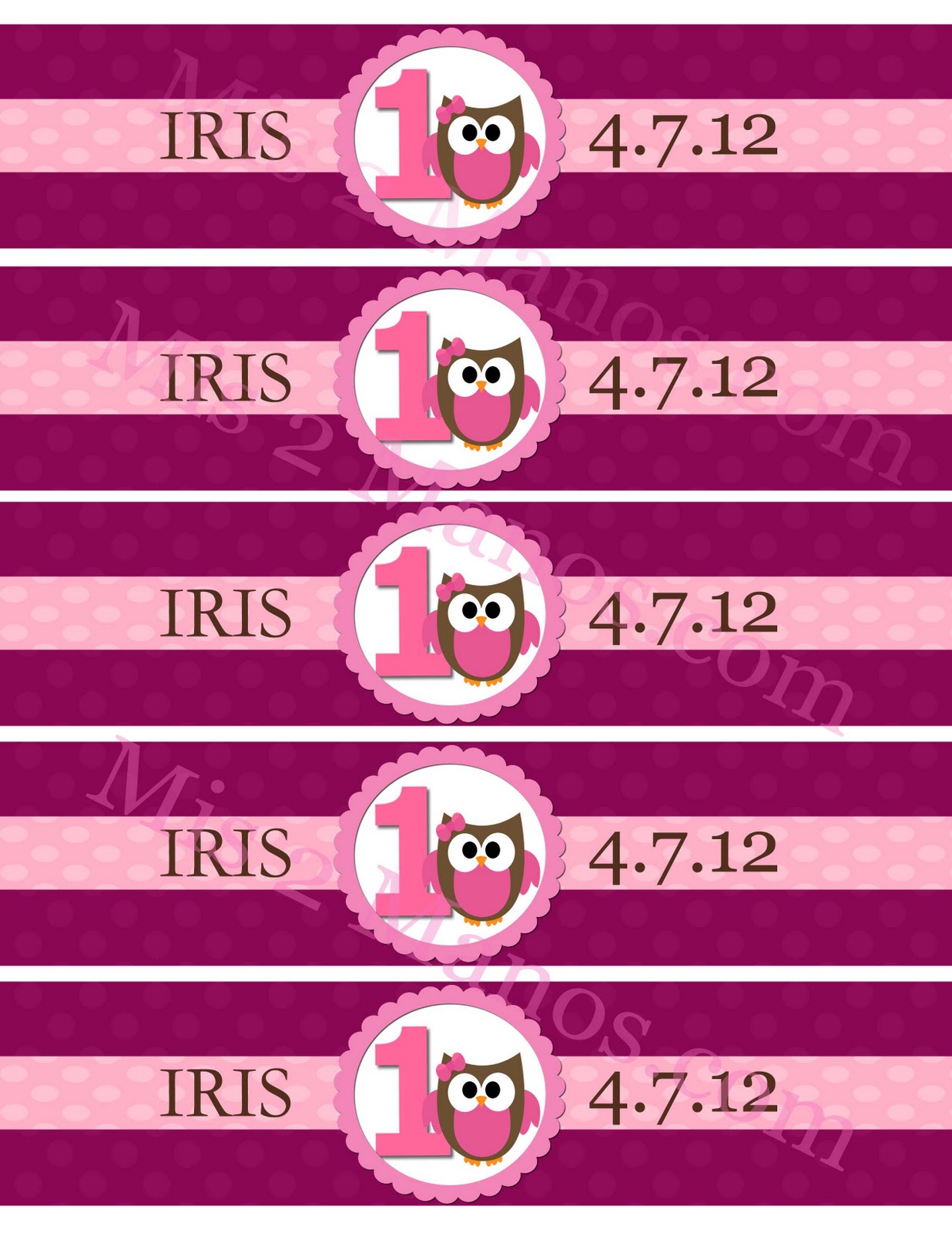 Mis 2 Manos: Made by My Hands: PRINTABLE Water Bottle Label DIY - Owl ...