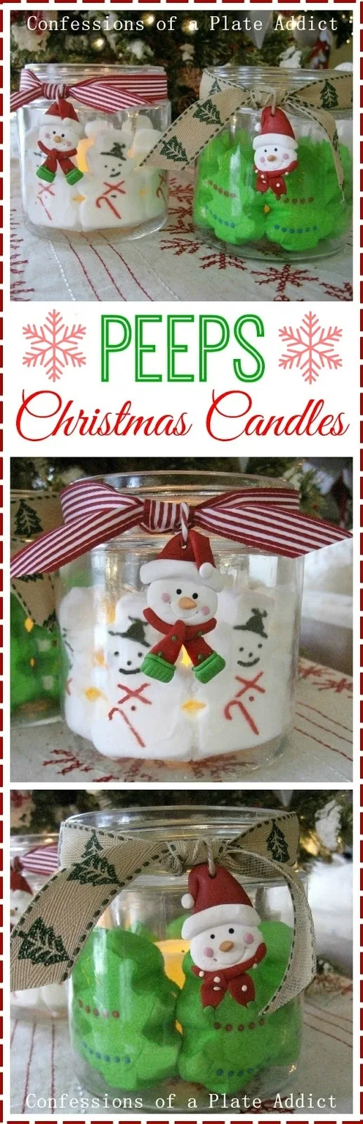 CONFESSIONS OF A PLATE ADDICT: Fun and Easy Peeps Christmas Candles