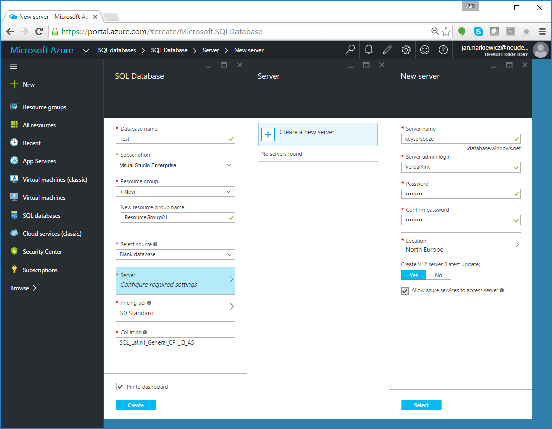 Jan David Narkiewicz Developer Sql Azure Finding The Server Name For Sql Azure Instance