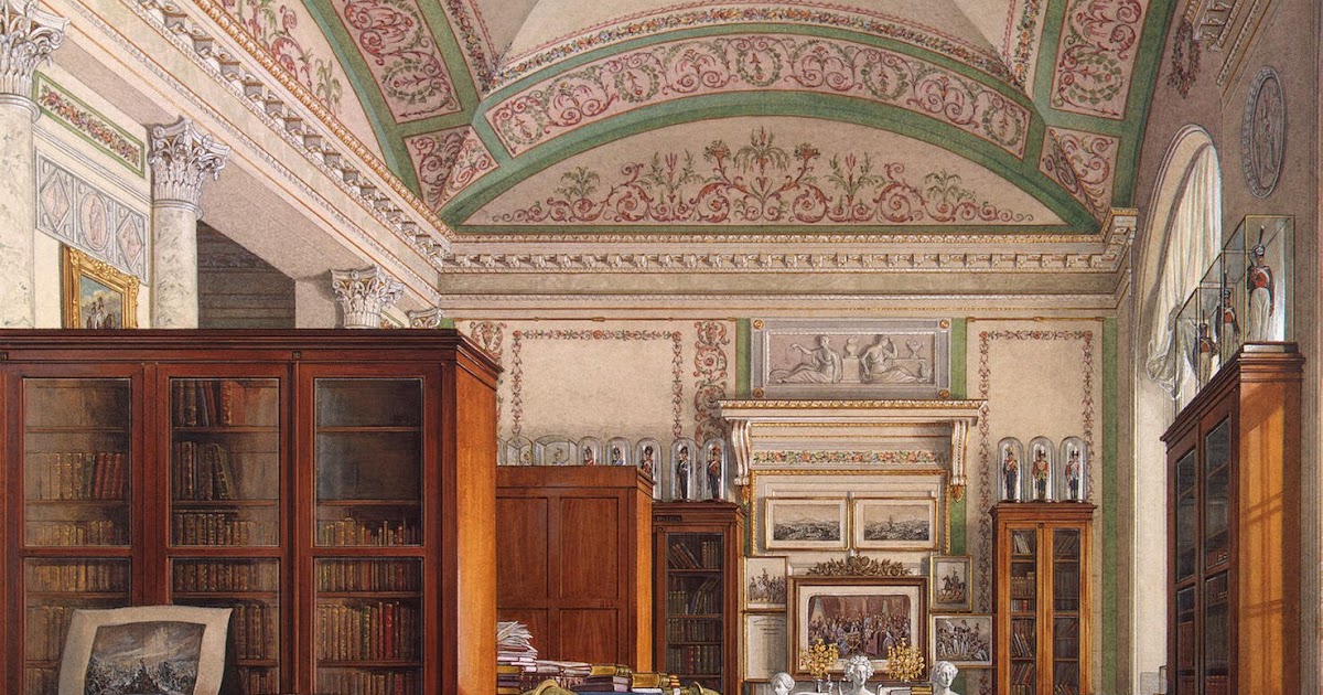 Interiors of the Winter Palace. The Library of Emperor Alexander II ...
