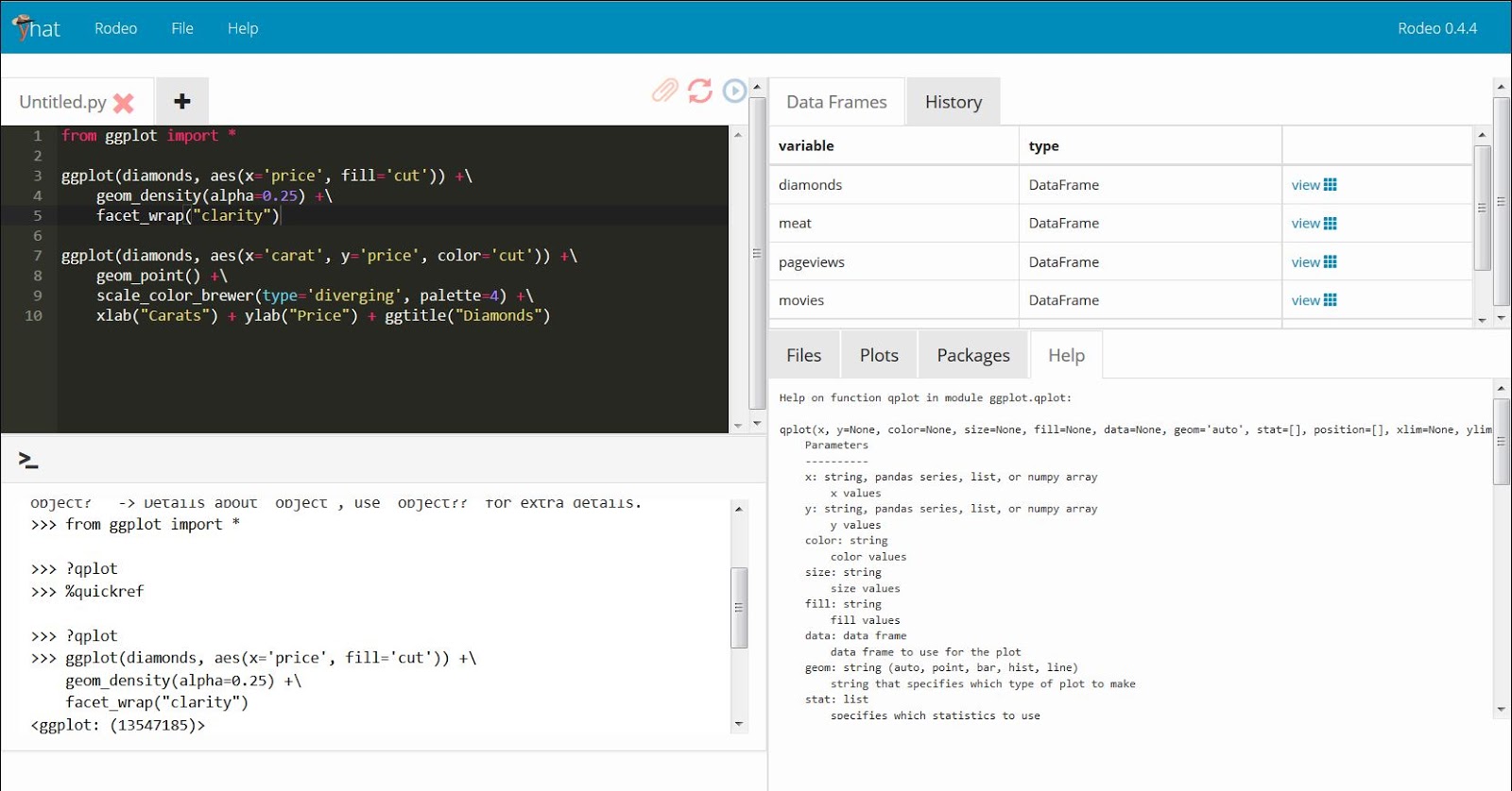 Биостатистика и язык R: IDE Rodeo - аналог RStudio для Python