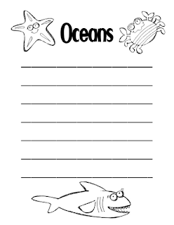 Literacy Minute: Ocean Writing Paper Freebie
