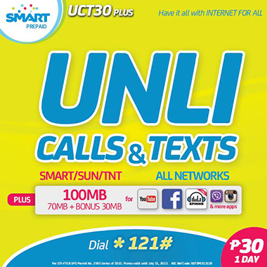 UCT30 Plus SMART Promo Unlimited Call To Smart, Sun, TNT + Unlimited ...
