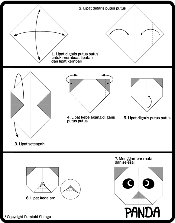 Cara Membuat Origami PANDA Untuk Anak