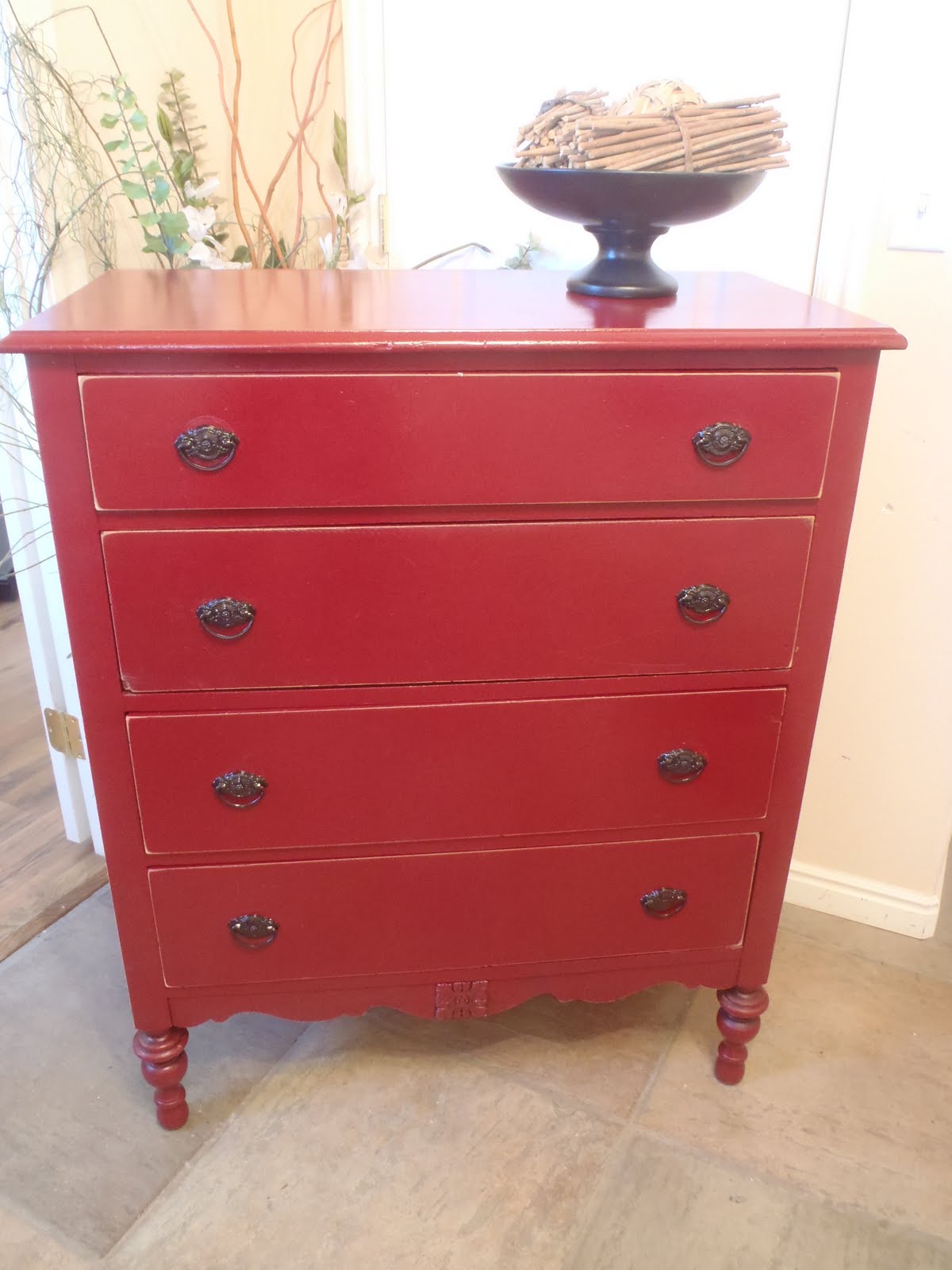 Lost N' Found Furniture: Red "Antique" 4 Drawer Chest