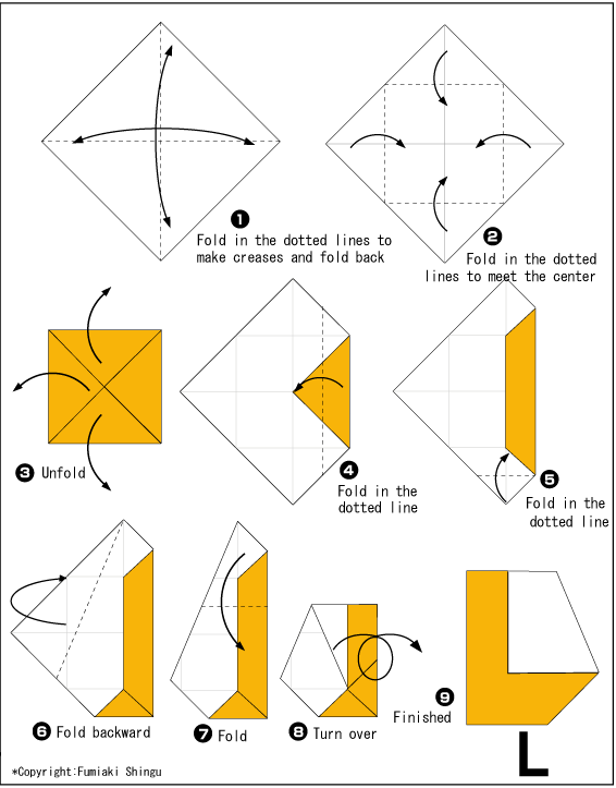 Alphabet L - Easy Origami instructions For Kids