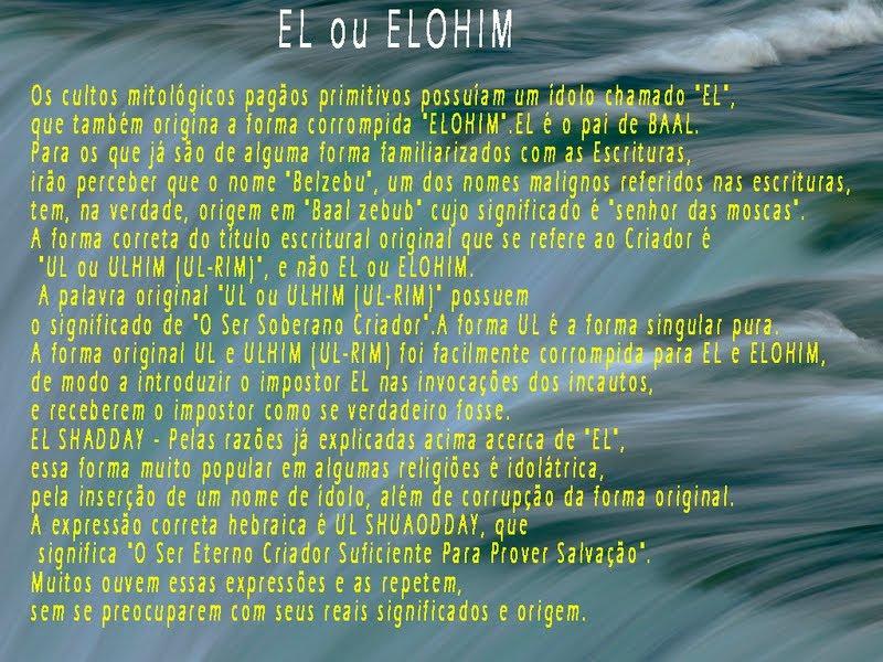 SÓ A VERDADE TE LIBERTARÁ: PROVAS: DEUS, JEOVÁ, EL, BAAL E JESUS ...