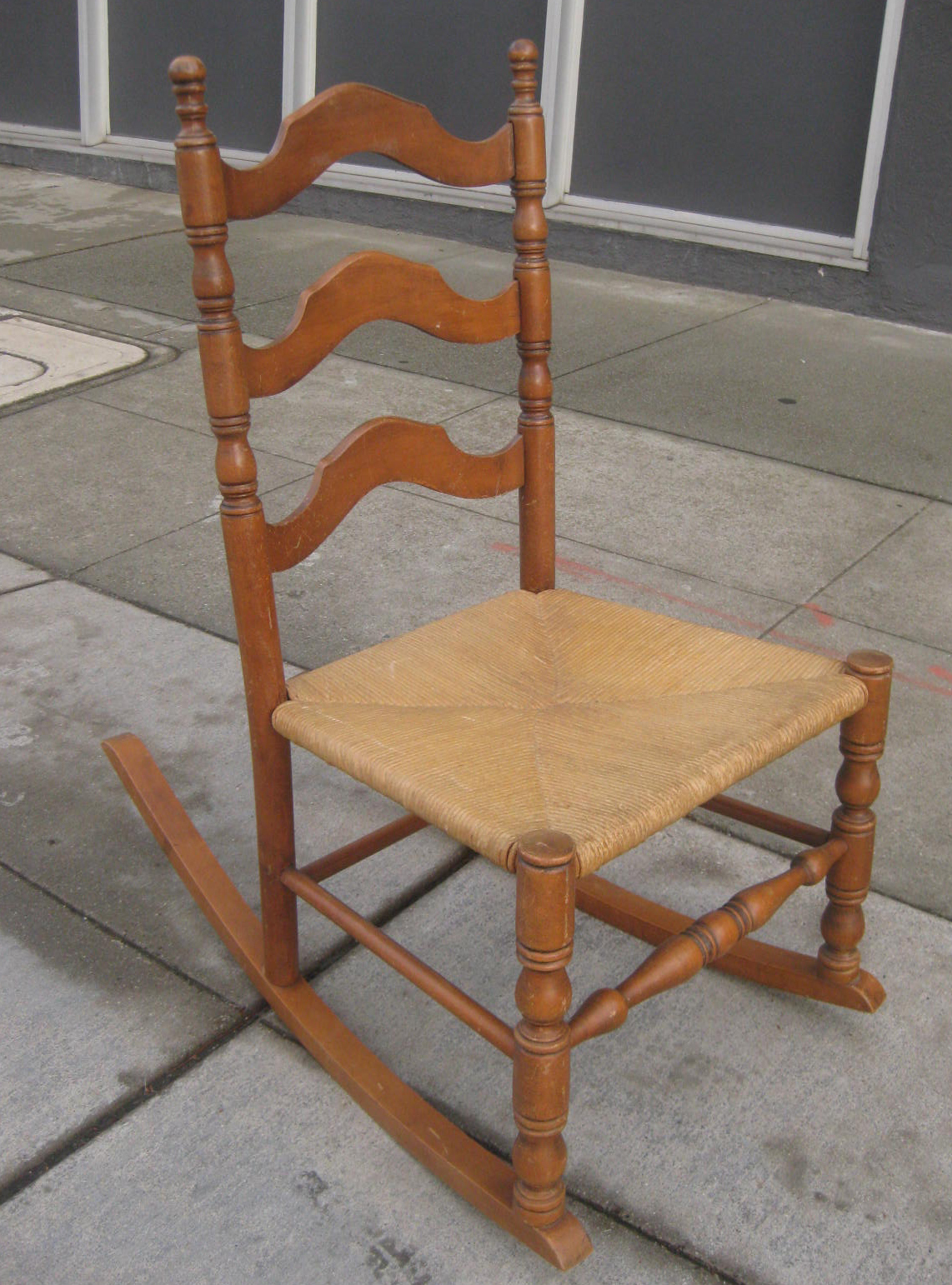 UHURU FURNITURE & COLLECTIBLES: SOLD - Small Rocker with Rush Seat - $60