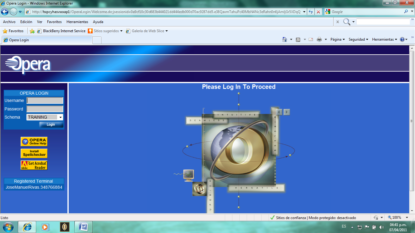 DEPARTAMENTO DE RECEPCION Y RESERVACION: UNIDAD 4 4.2.1 OPERA