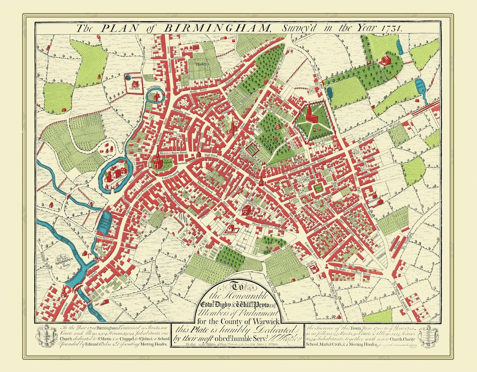 A Tour of Lost Birmingham: 1731 Map of Birmingham