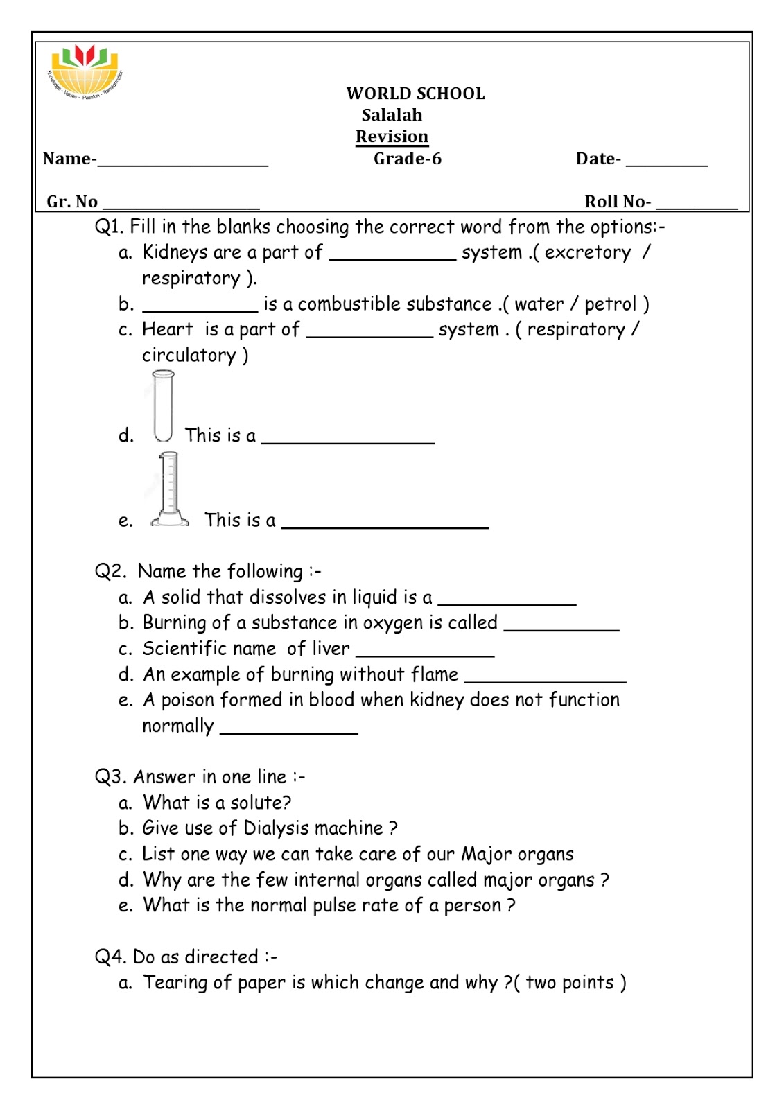Year 6 Science Assessment Worksheet With Answers Humans Including year-6-science-assessment-worksheet-with-answers-humans-including