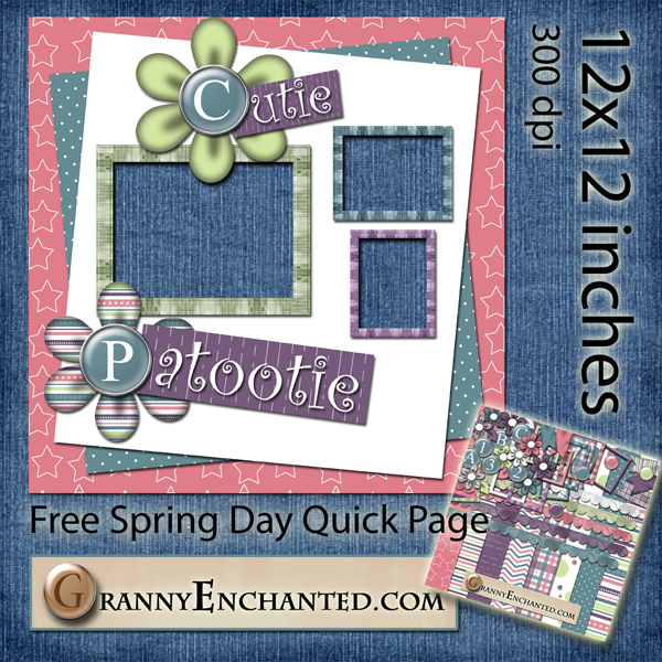 GRANNY ENCHANTED'S BLOG: Free Spring Day Digital Scrapbook Quick Page Right