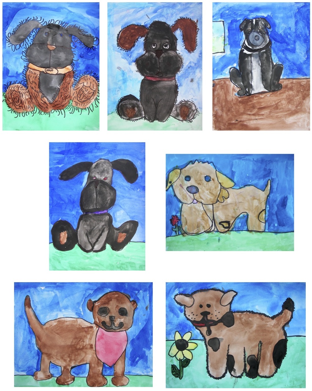 The Rolling Artroom: Watercolor Dogs (and a few cats) 1st-3rd Grade