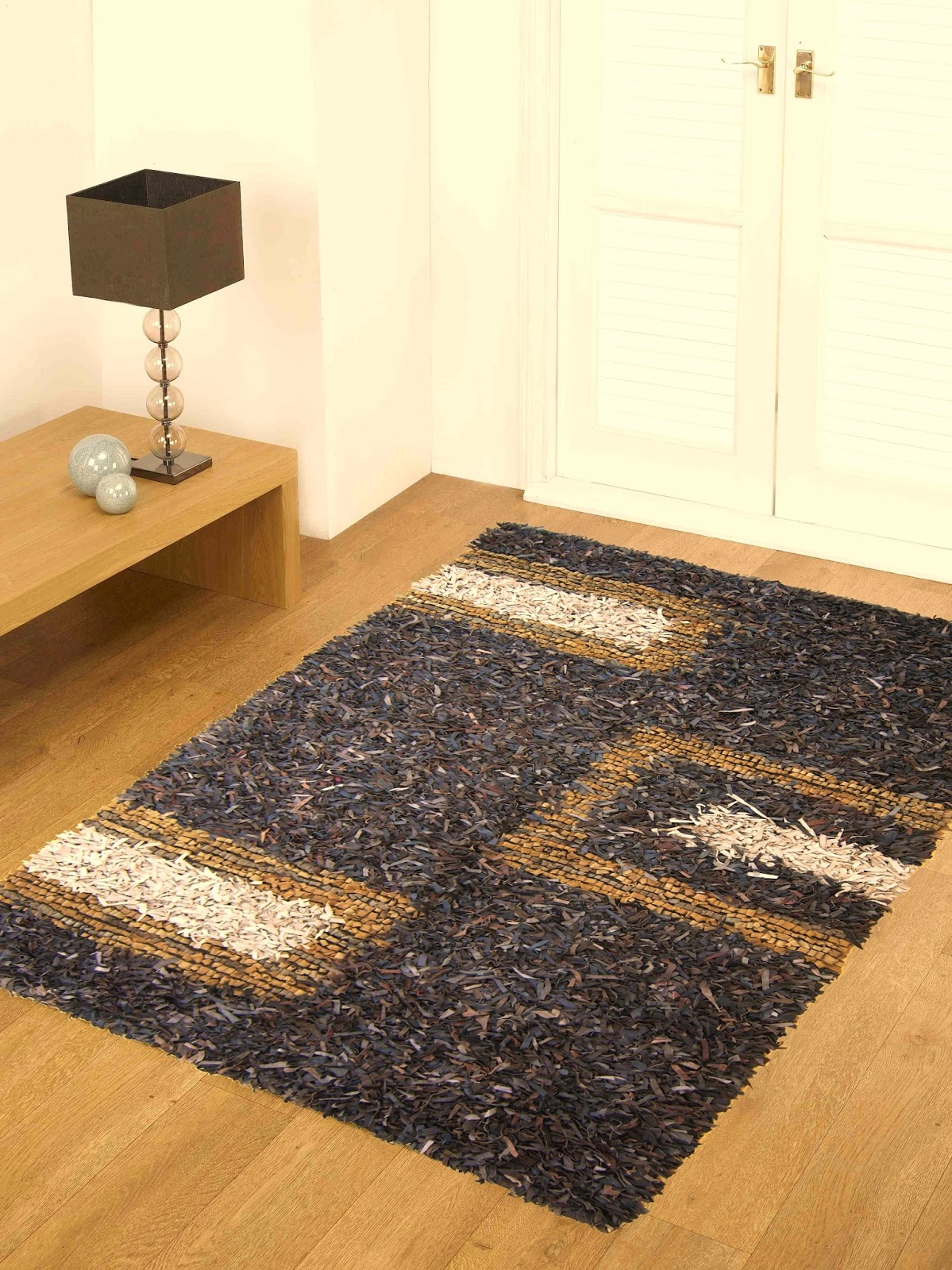 Leather carpets, Leather shaggy rugs, leather shag rugs india, leather ...