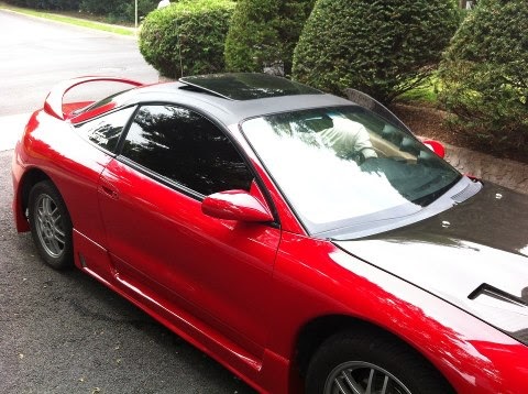 K Custom Car Wraps: Mitsubishi Eclipse - Roof wrapped in 3M carbon fiber